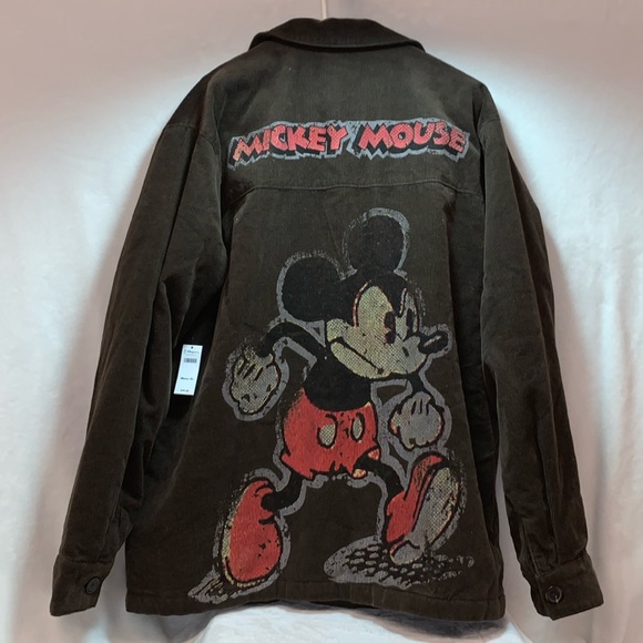 Disney | Jackets & Coats | Disney Angry Mickey Mouse Brown Corduroy Mid ...
